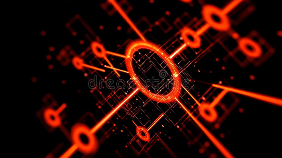 Network Connections Abstract of Glowing Orange Network Connections on a ...