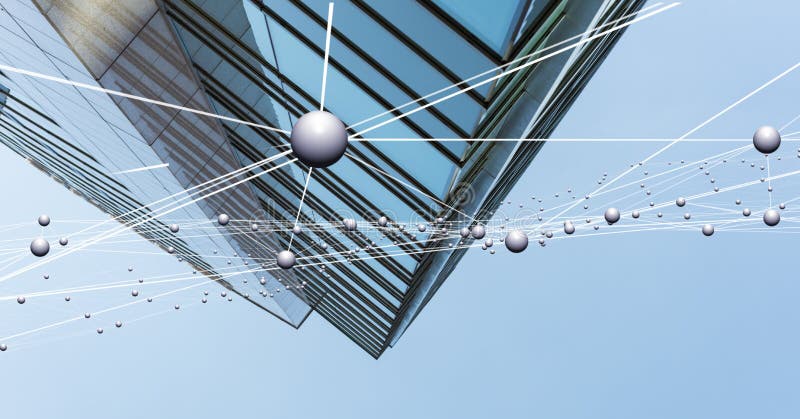 Network of Connections Against View of Tall Building in Background ...