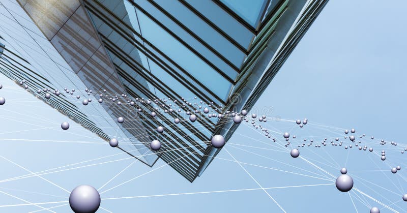 Network of Connections Against View of Tall Building in Background ...
