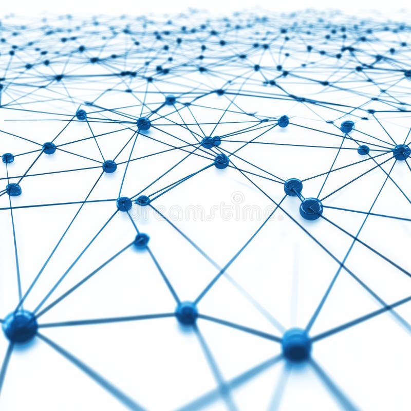 Network Connections: Blue Nodes and Lines Forming a Complex Web Pattern ...