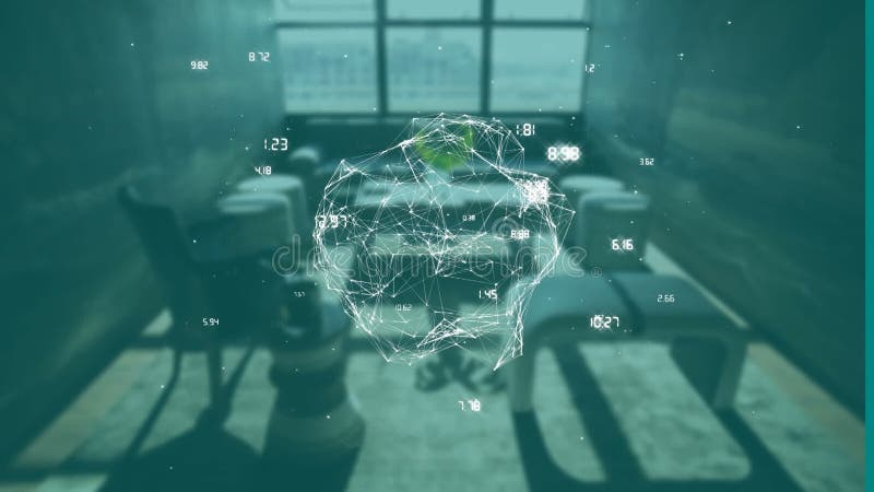 Network of Connections and Data Points Animation Over Modern Office ...