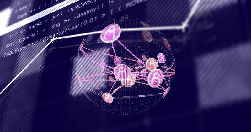 Network of Connections and Data Processing Animation Over Computer Code Background Stock Video ...