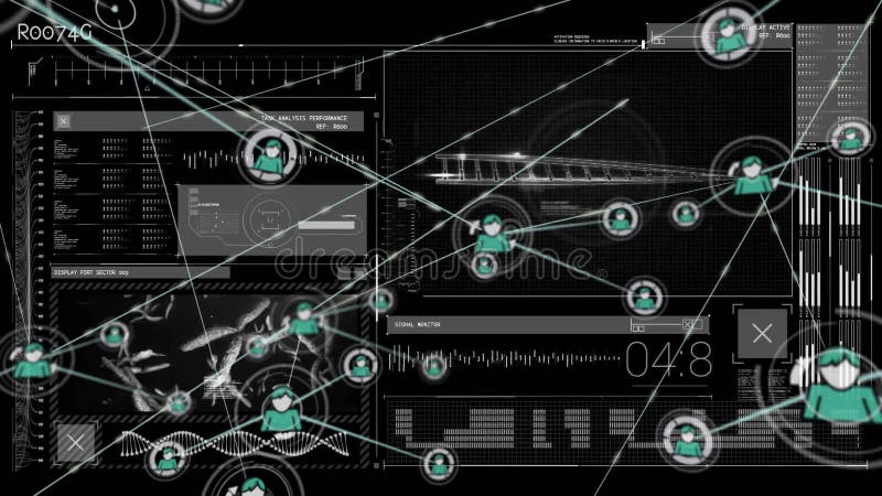 Network of Connections and Data Processing Animation Over Technical Interface Stock Video ...