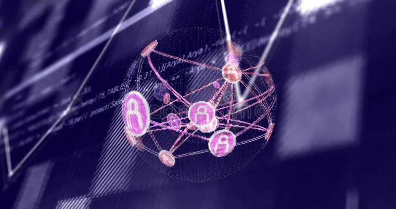 Network of Connections and Data Processing Image Over Computer Code Stock Photo - Image of ...