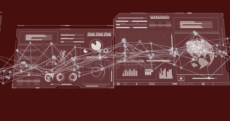 Network of Connections and Data Processing Image Over Digital Interface ...