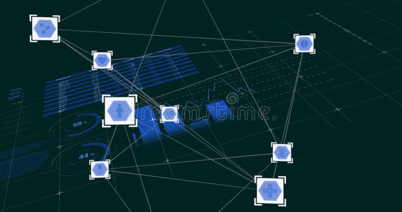 Network of Connections and Data Processing Image Over Digital World Map ...