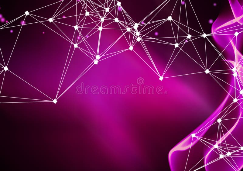 Network of Connections and Digital Waves Against Pink Background Stock ...