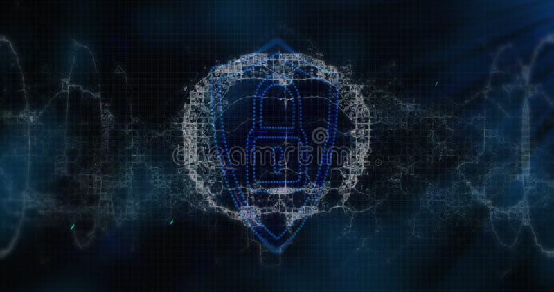 Network of Connections Forming a Human Brain Against Security Padlock ...