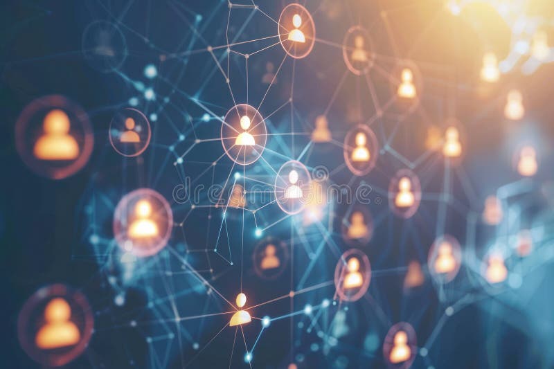 Network Connections with Human Icons in Digital Space. Stock ...