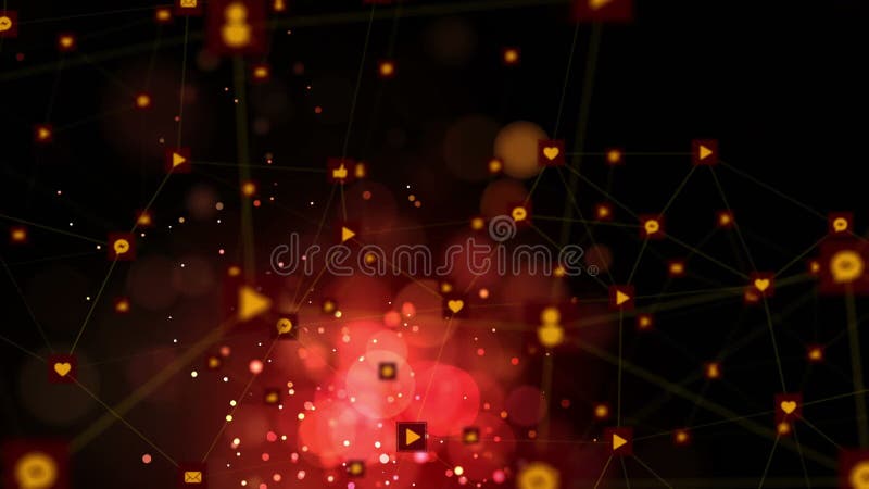 Network of Connections Icon Against Red Spots of Light Moving Stock ...