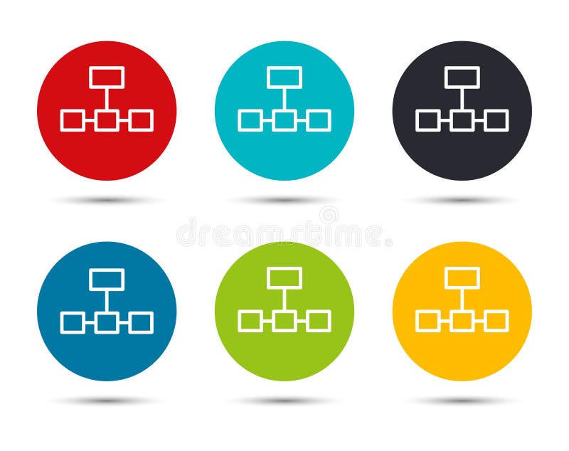 Network Connections Icon Flat Round Button Set Illustration Design ...