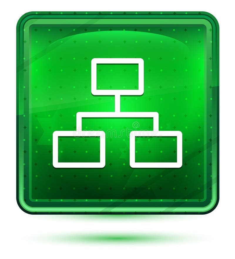 Network Connections Icon Neon Light Green Square Button Stock ...