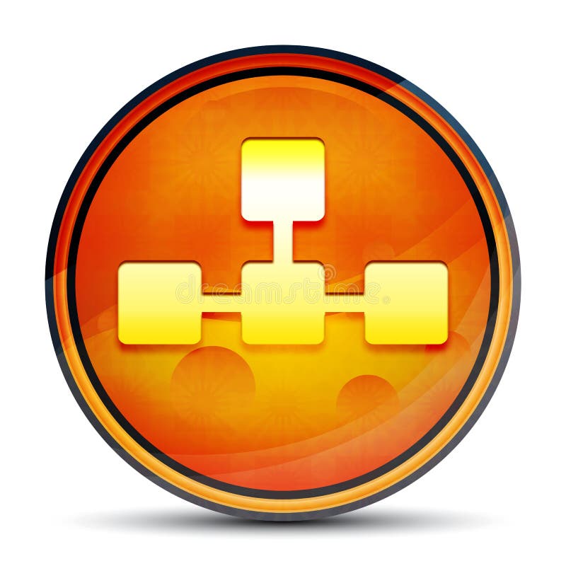 Network Connections Icon Shiny Bright Orange Round Button Illustration ...