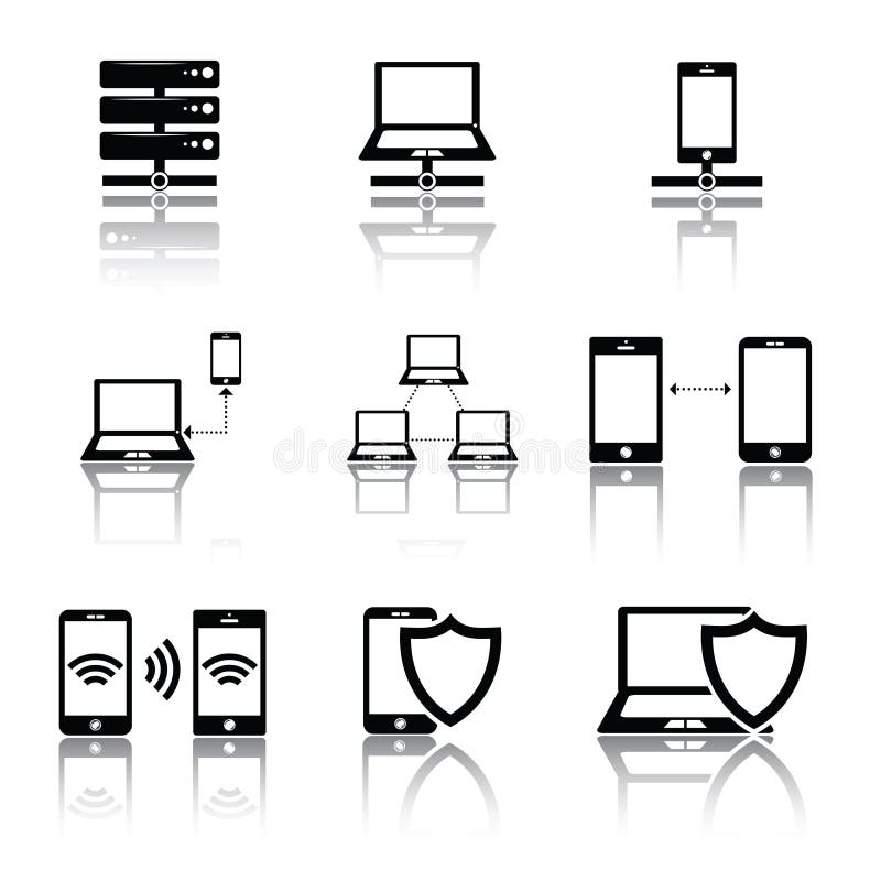 Network Connections Icons Set Stock Vector - Illustration of media ...