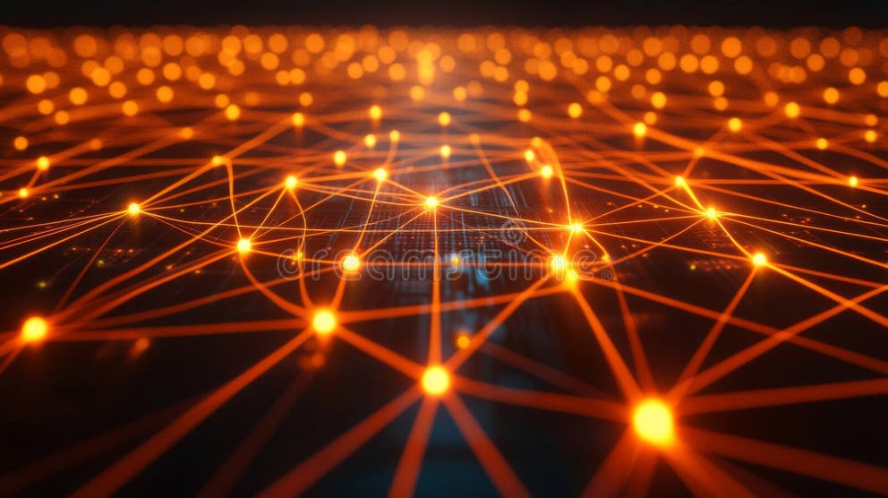 Network Connections Illuminate Digital Landscape Stock Illustration ...