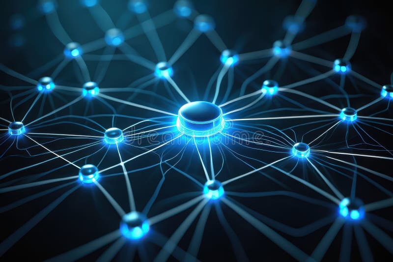 Network Connections Illuminate Digital Landscape Night Stock Photos ...