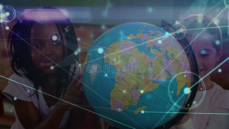 Globe of Network of Connections Over Female Teacher Teaching Students ...