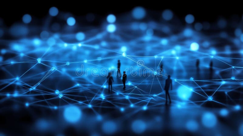 Network Connections. People Social Network, Technology Background with ...