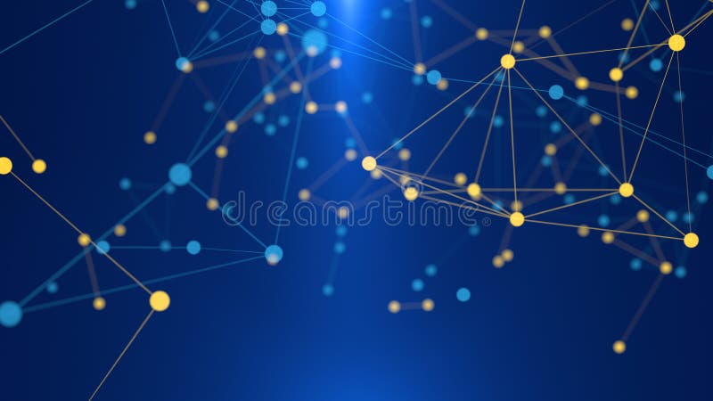 Network Connections with Points and Lines Blue and Yellow Stock ...