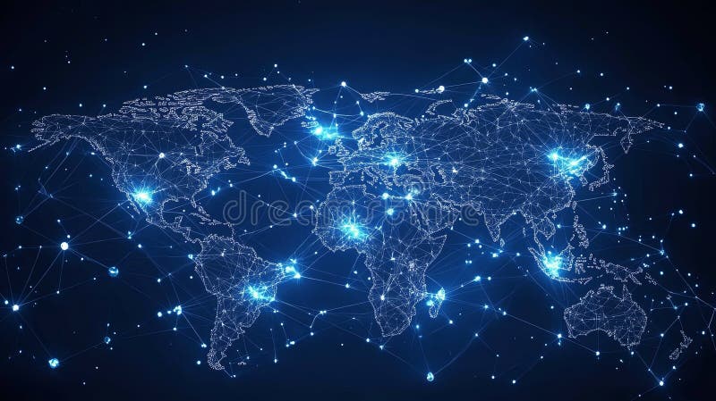 Network Connections Showcase a Global View of Technology Illustrated ...