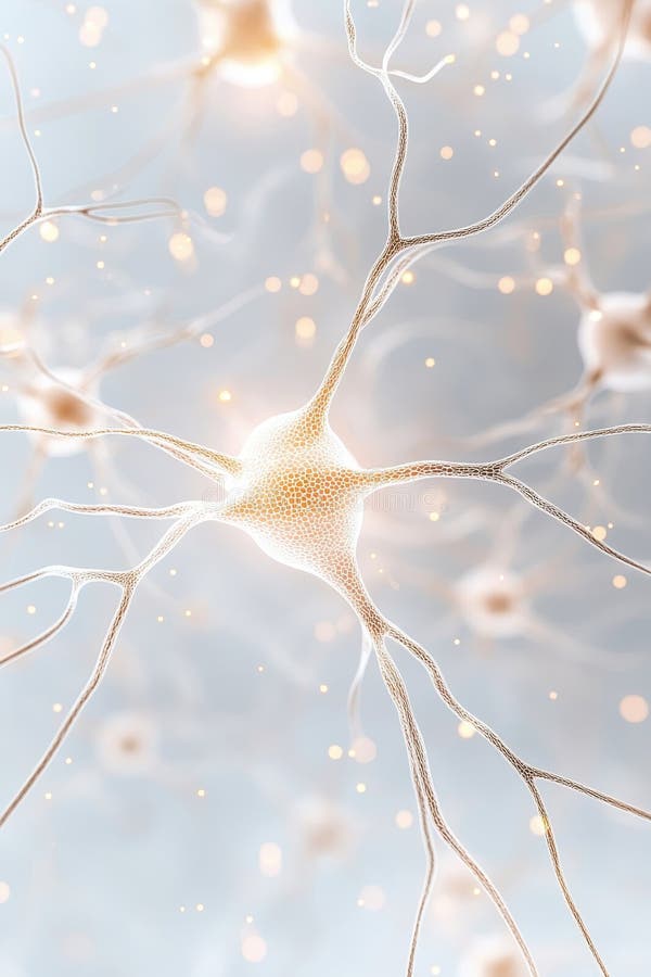 Network Connections Showing Neural Pathways with Glowing Dots on Light ...