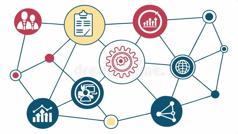 Network with Team Icons, Teamwork Collaboration Concept Vector Design ...