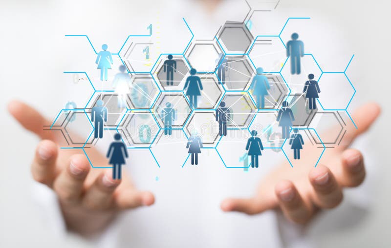 A Network Connections Team Working and Interacting Stock Image - Image ...