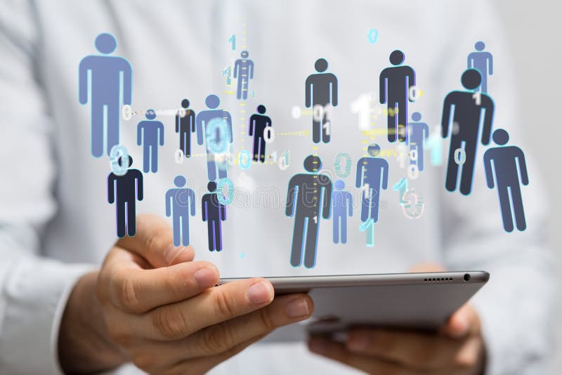 A Network Connections Team Working and Interacting Stock Illustration ...