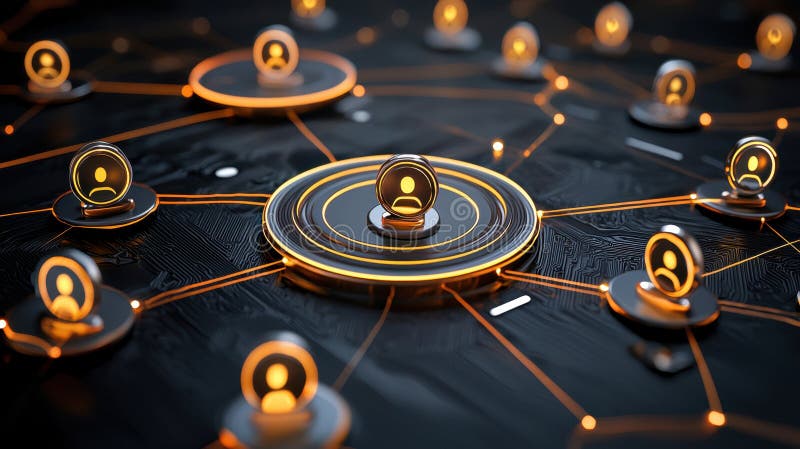 Network Connections with User Icons Symbolize Digital Communication and ...