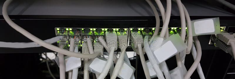 Network Connections Wires on Switch for Computer Internet Stock Image ...