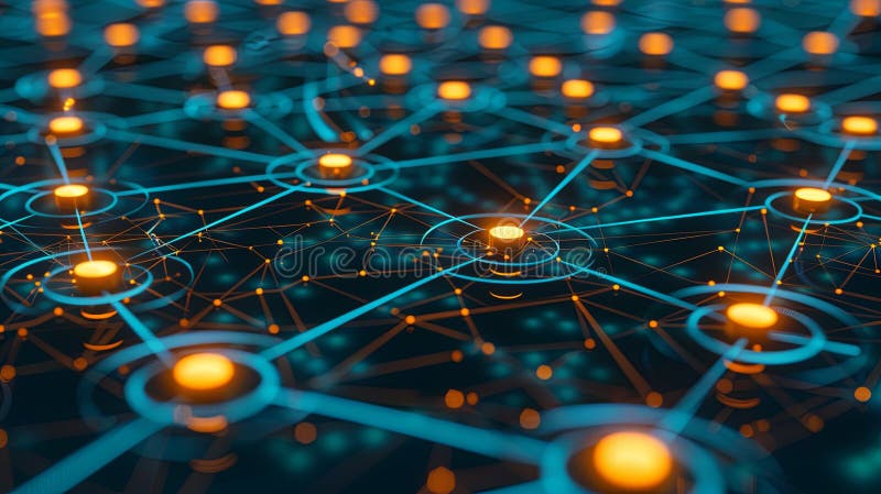 Network Connectivity Concept with Glowing Nodes and Blue-orange Links ...