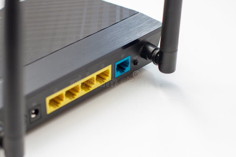 Network Connectors Wireless Wifi Router on a White Table Stock Photo ...