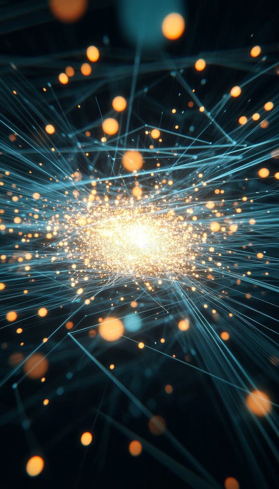 Network Convergence Abstract Vector Graphic of Light, Lines, and ...