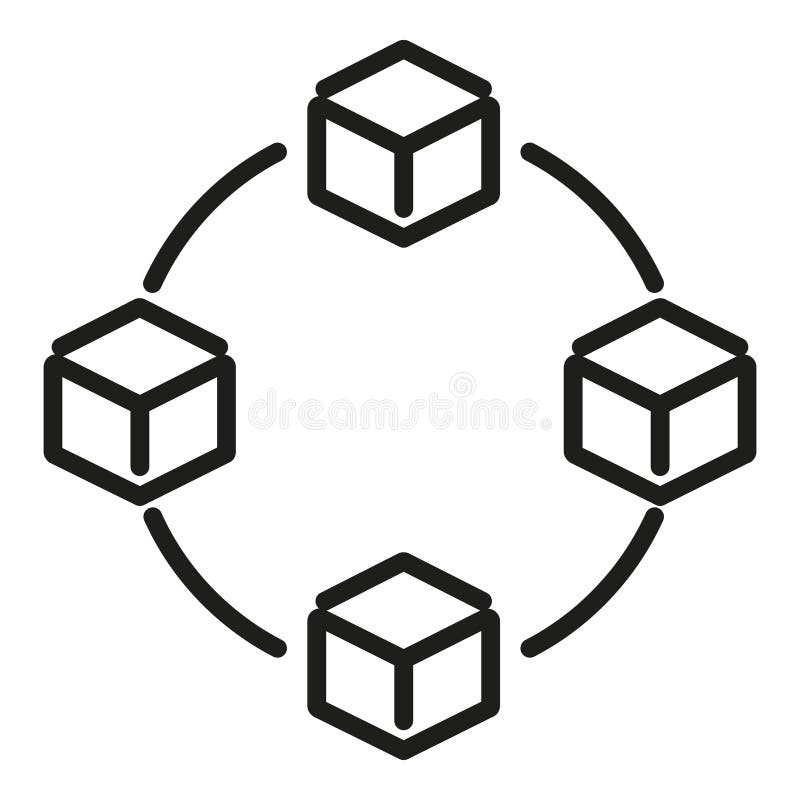 Network Cube Icon Outline Vector. Block Chain Stock Vector ...