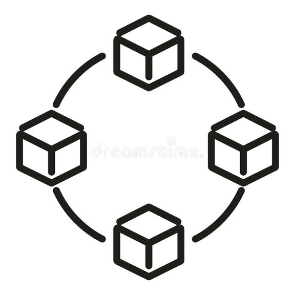 Network Cube Icon Outline Vector. Block Chain Stock Vector ...