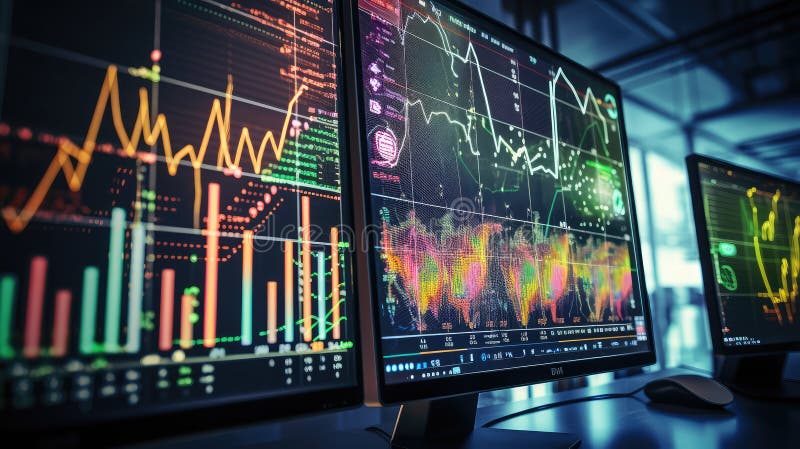 Network Data Center with Computer Monitor Stock Illustration ...