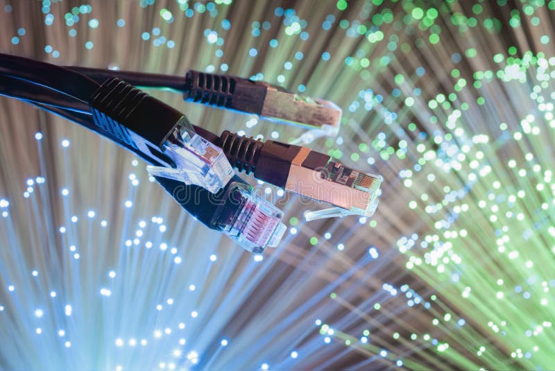 Network Data Connection Ethernet & Optics Fiber Stock Image - Image of ...