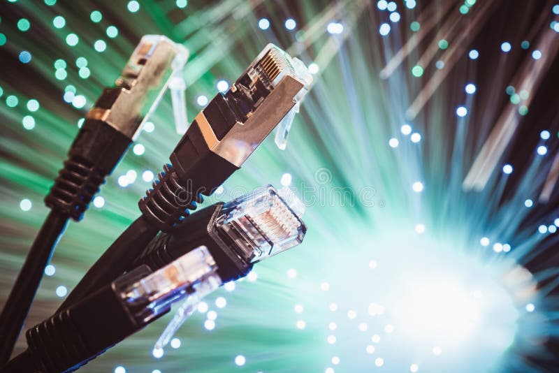 Network Data Connection Ethernet & Optics Stock Photo - Image of glass ...
