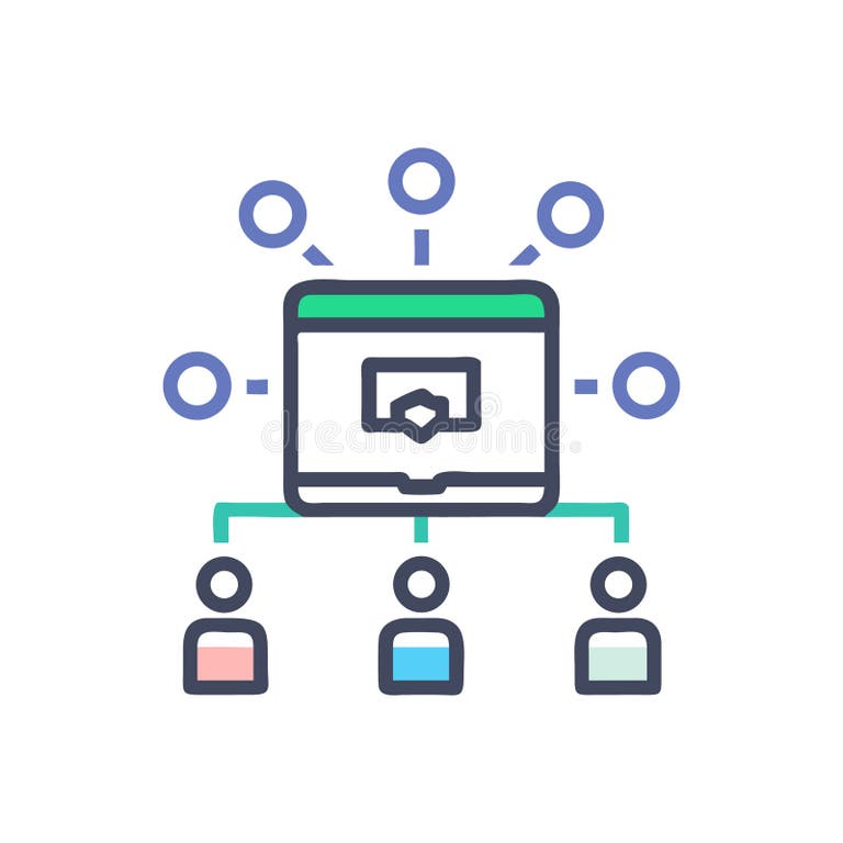 Network Data Flow through Computer To Users Vector Image Stock Image ...