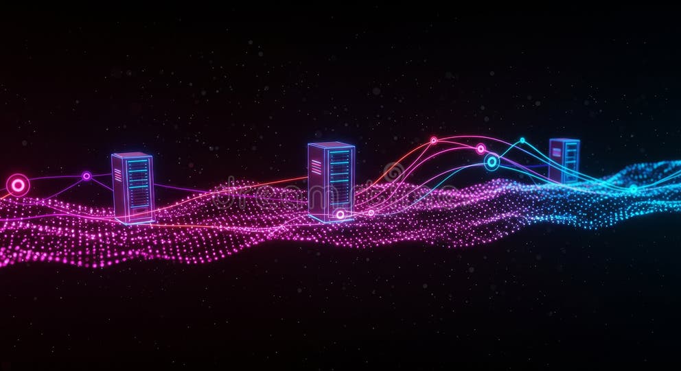 Network Data Flow Visualization Abstract Illustration Depicting Data ...