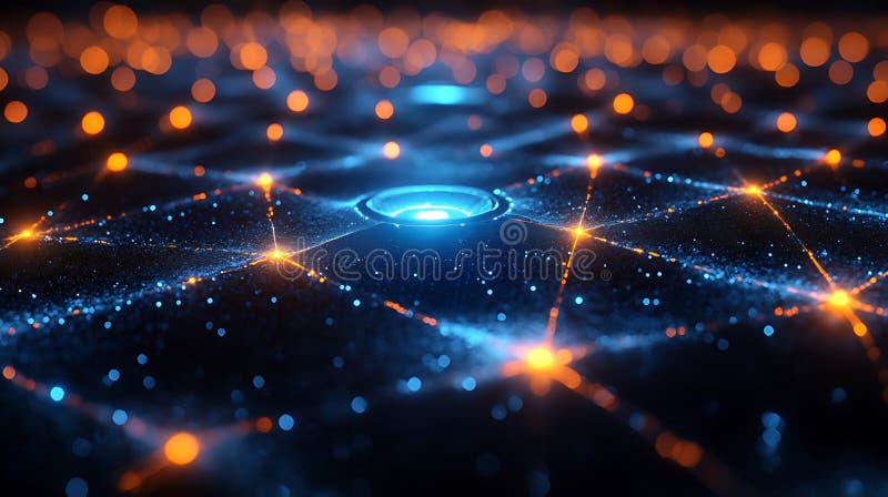 Network Data Glowing Nodes Connection Abstract Digital Technology Background Futuristic