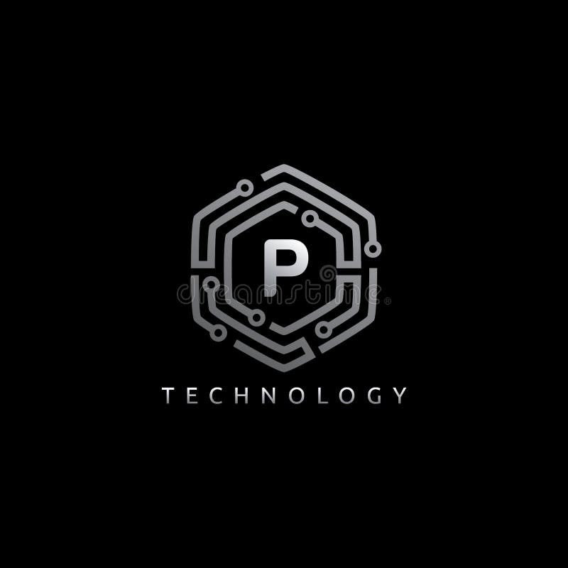 Hexagon Connection P Letter Technology Logo Stock Illustration ...