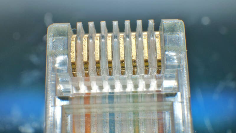 Network Data Internet Cable Connector RJ45 Close Up View. LAN Head ...