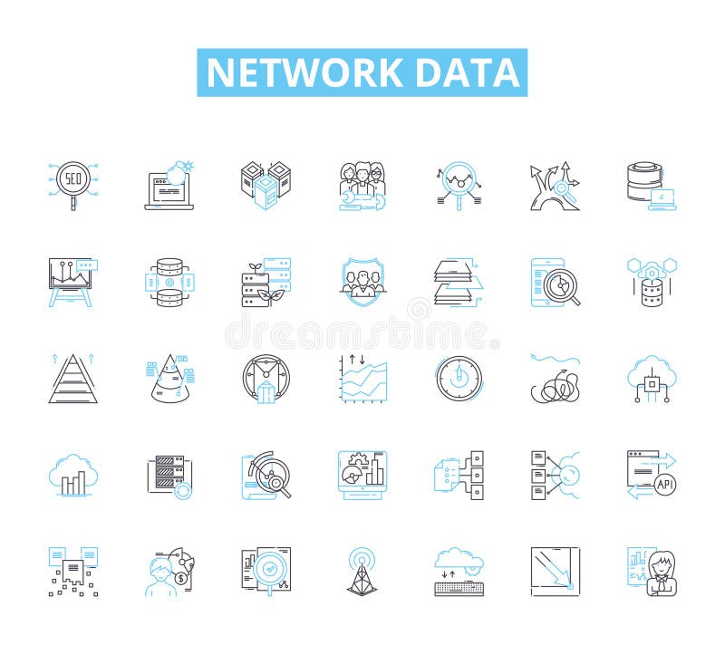 Network Data Linear Icons Set. Connectivity, Traffic, Latency ...