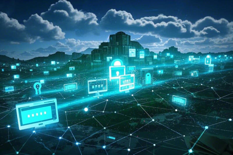 Network Data Protection Background, Cybersecurity Concept Stock ...