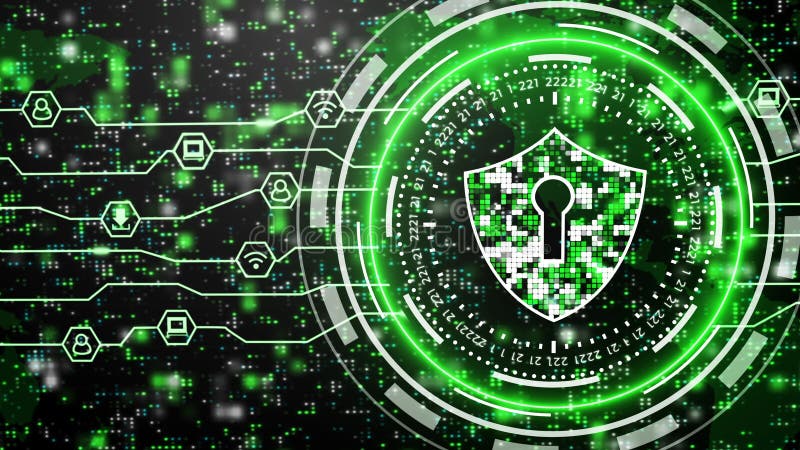 Network Data Protection Cyber Security Lock Shield. Motion Graphics ...