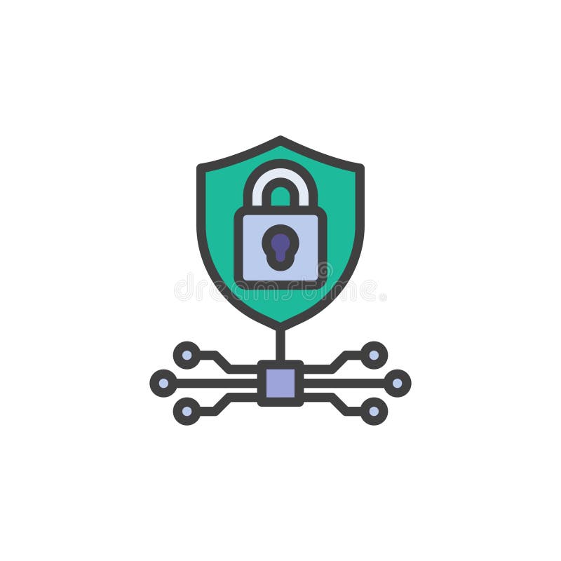 Network Data Security Filled Outline Icon Stock Illustration ...
