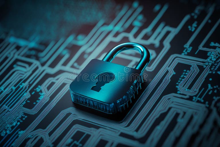 Network Data Security. Global Network Security, Lock on Blue Background ...