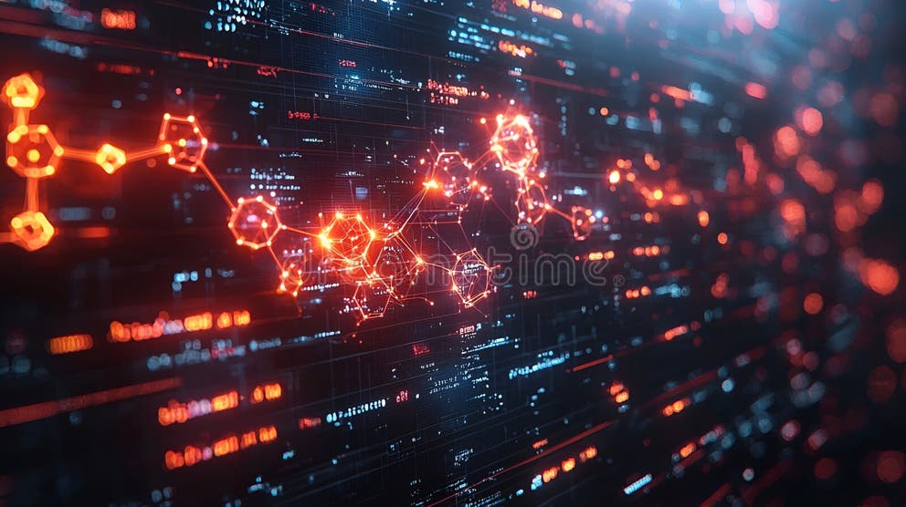 Network Data Stream, Glowing Nodes, Futuristic Tech Background ...