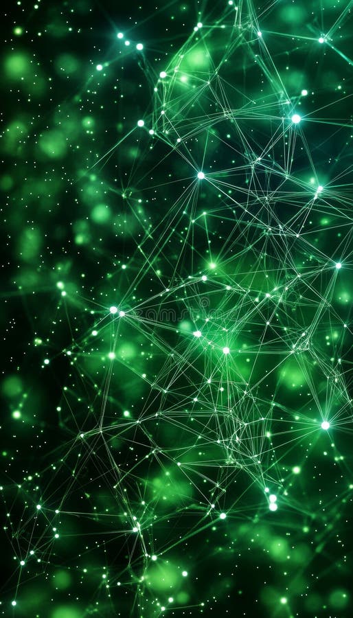 Network, Data Stream. Technology Scene with Moving Lines and Dots ...